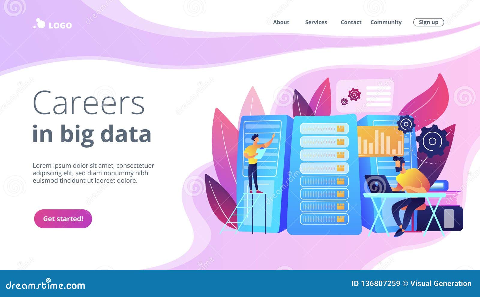 Big Data Engineering Concept Landing Page. Stock Vector - Illustration ...