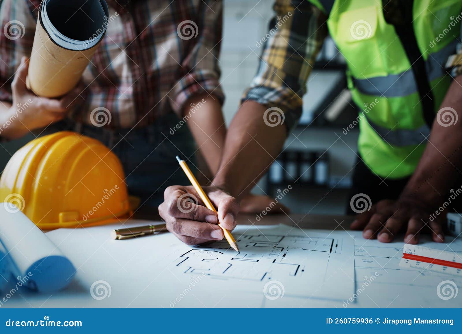 Engineers are Consulting the Team To Design an Architectural Structure ...