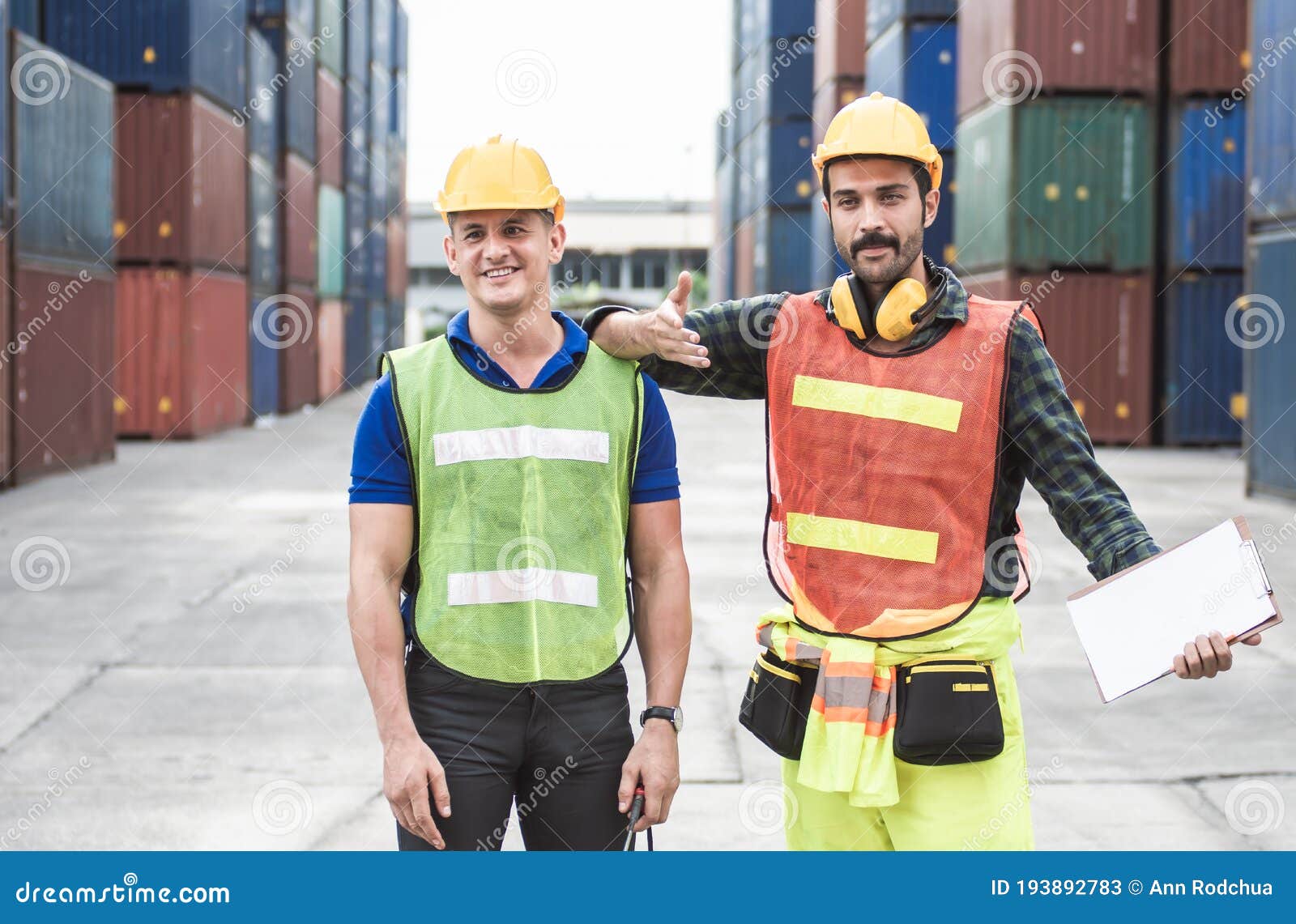 Engineers Control Containers Loading at Site Stock Image - Image of ...