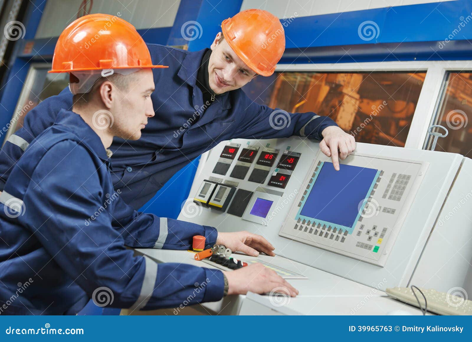 Engineers at control panel stock image. Image of manufacturing - 39965763