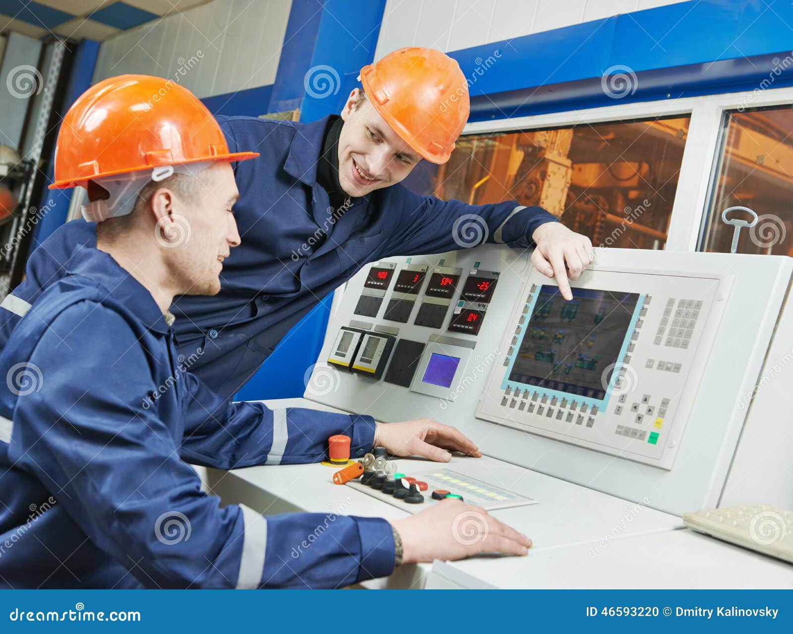 Engineers at control panel stock photo. Image of adjuster - 46593220
