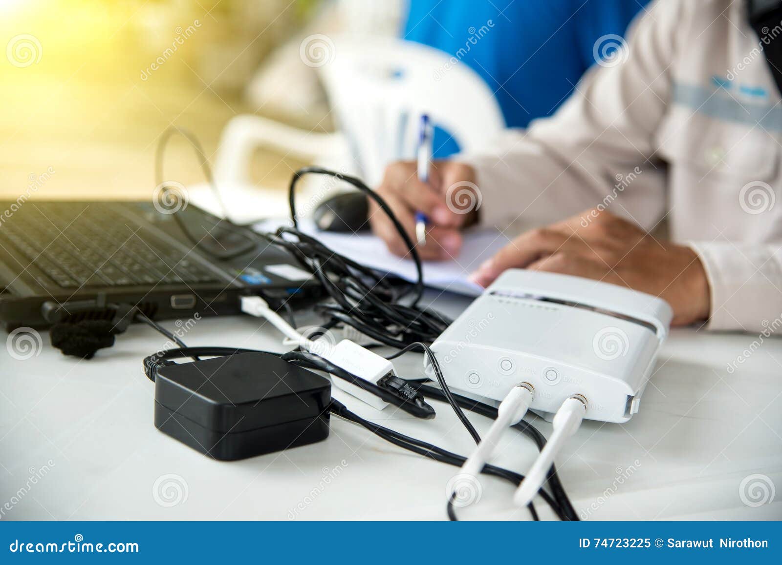 Engineers Design Wi-Fi Install. Stock Image - Image of outdoor ...