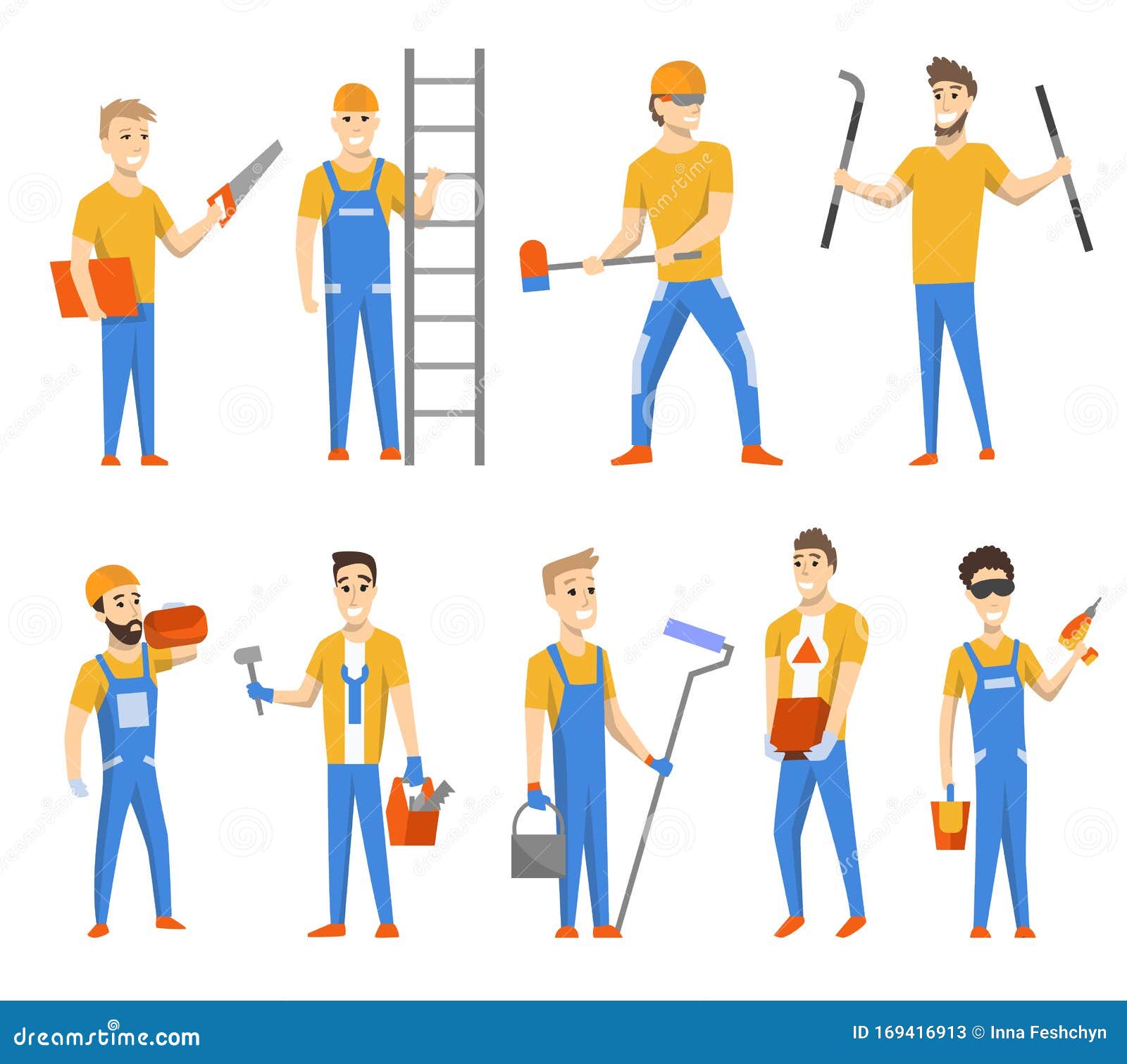 Engineers and Designers for Building Construction. Vector Isolated Set ...