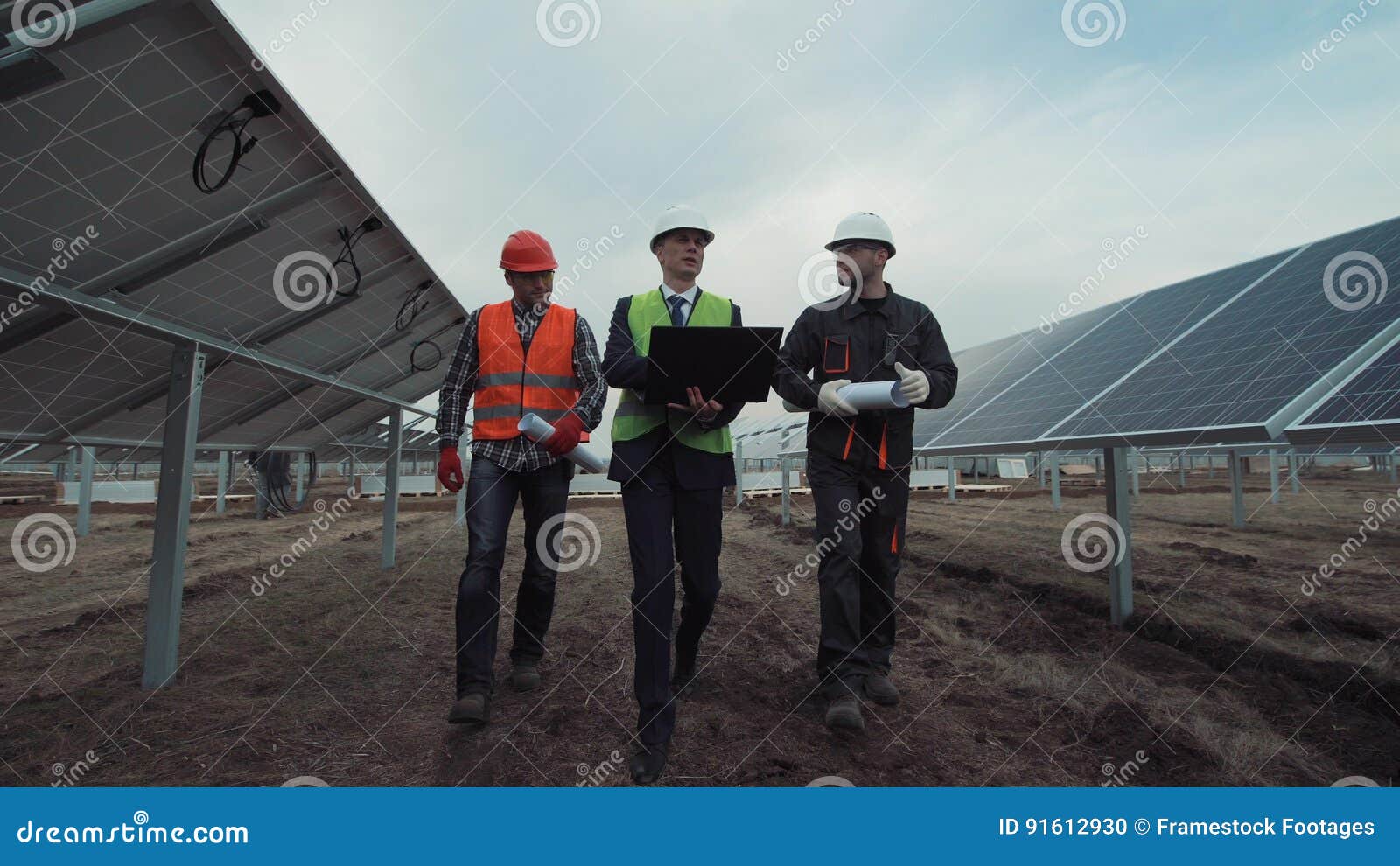 Engineers Discuss Building of a Solar Farm Stock Photo - Image of farm ...