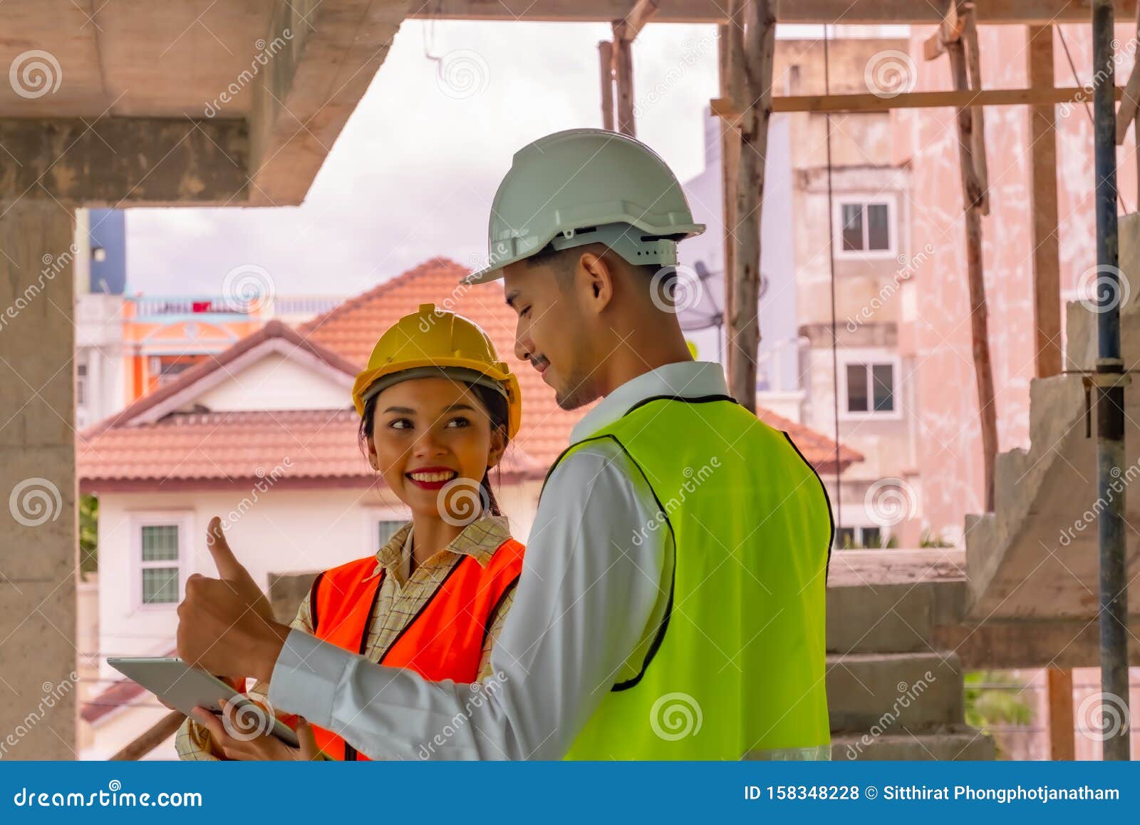 Engineers are Discussing at Building Site Stock Photo - Image of ...