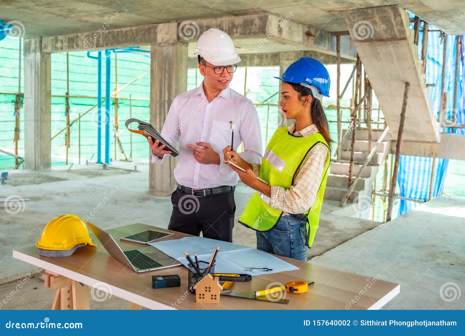 Engineers are Discussing at Building Site Stock Photo - Image of estate ...