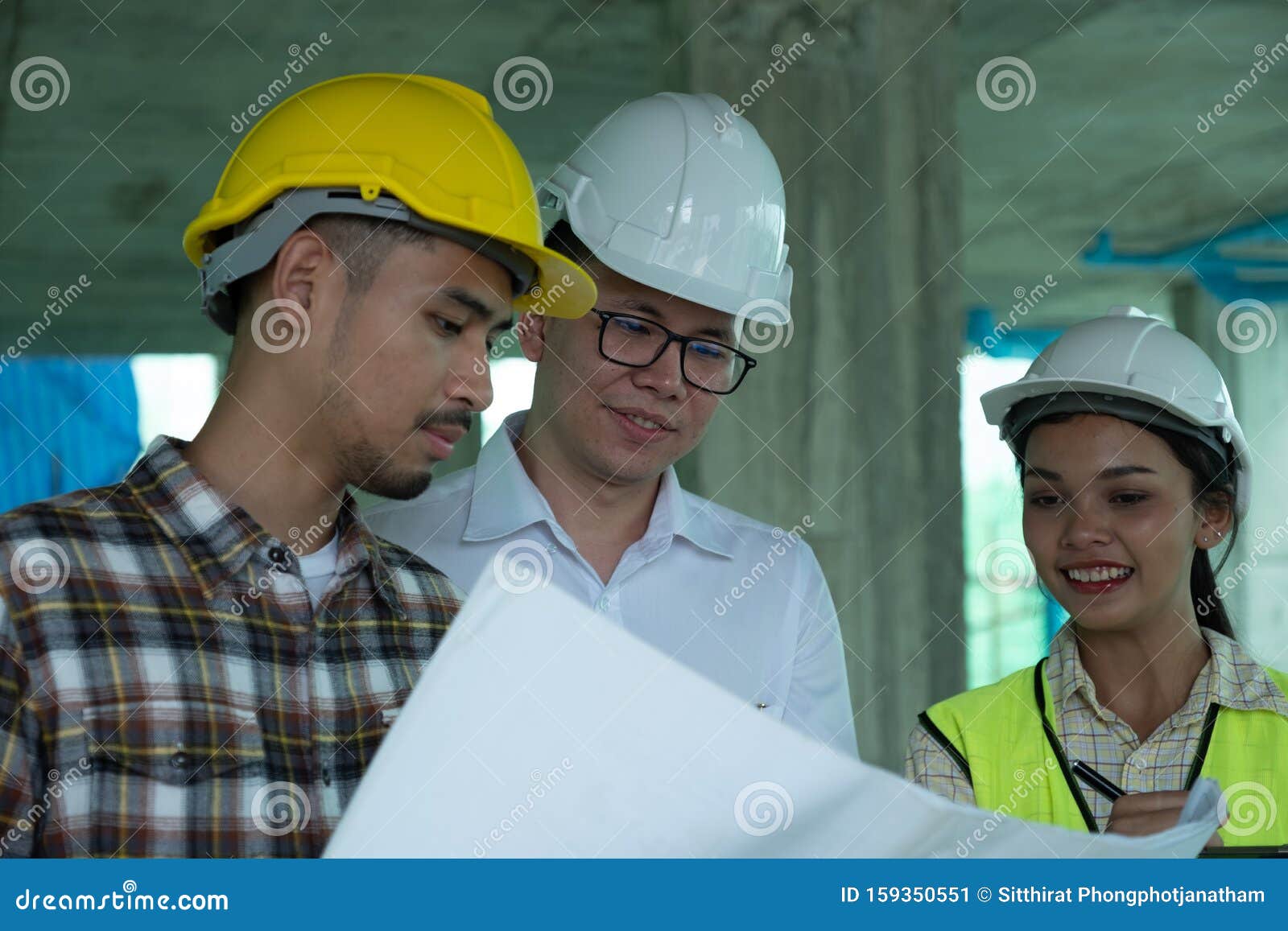 Engineers are Discussing at Building Site Stock Image - Image of ...