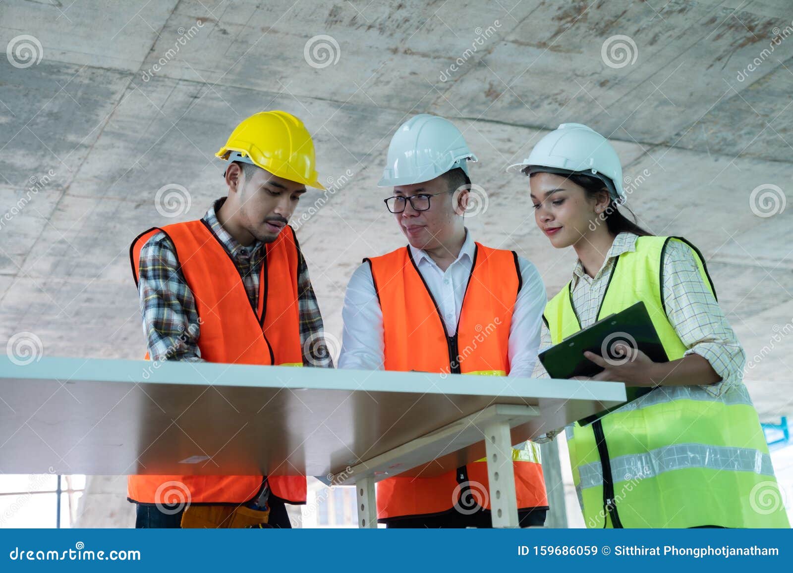 Engineers are Discussing at Building Site Stock Image - Image of civil ...