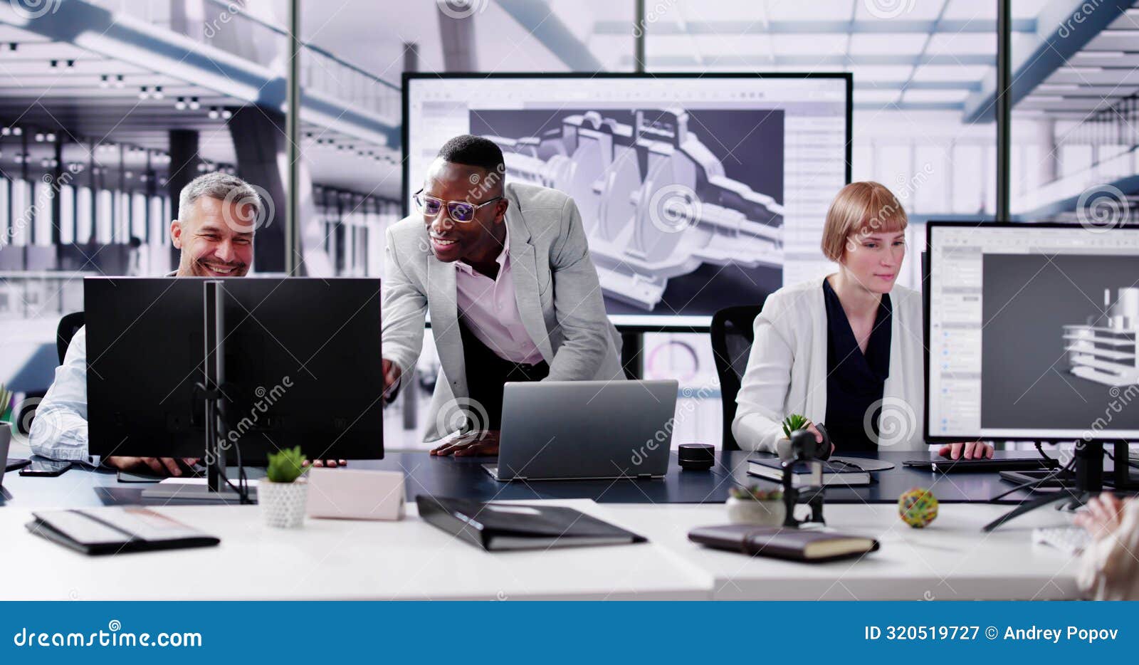 Engineers Doing 3D CAD Model Design Stock Image - Image of parts ...