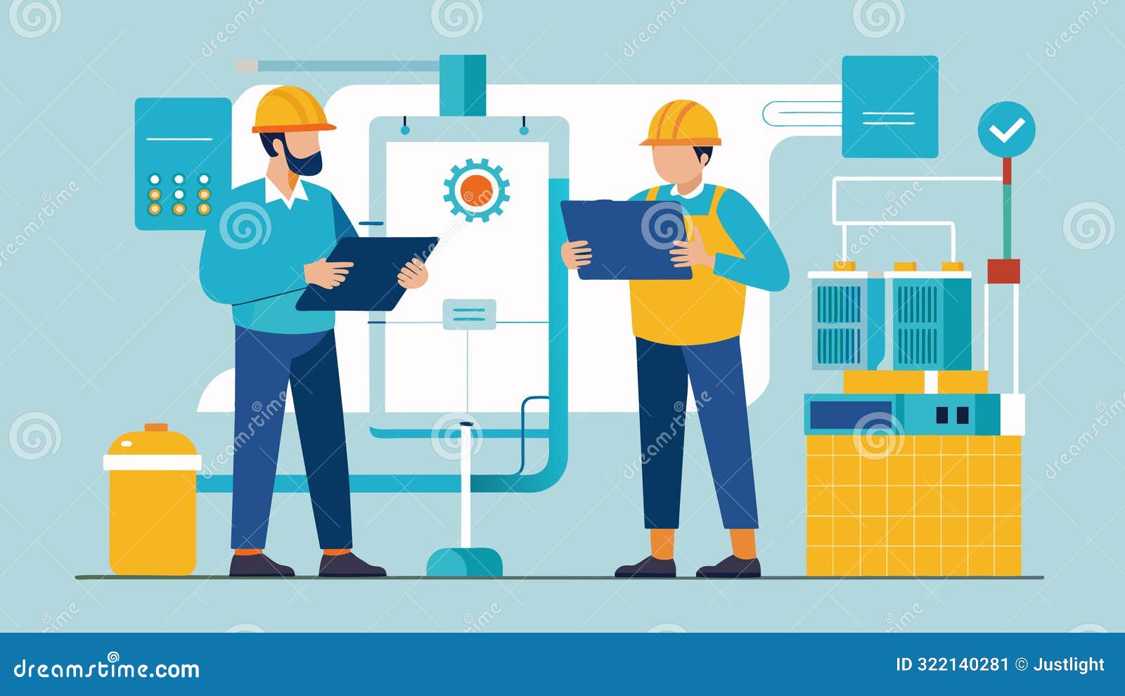 Engineers Drawing Up Plans for the HVAC System Installation Taking ...