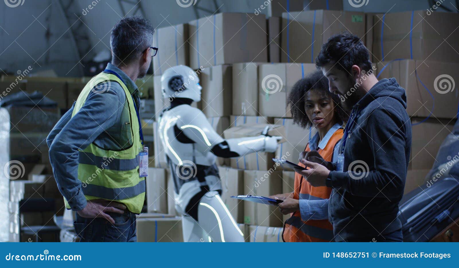 Engineers Evaluating a Robots Work Stock Image - Image of logistics ...