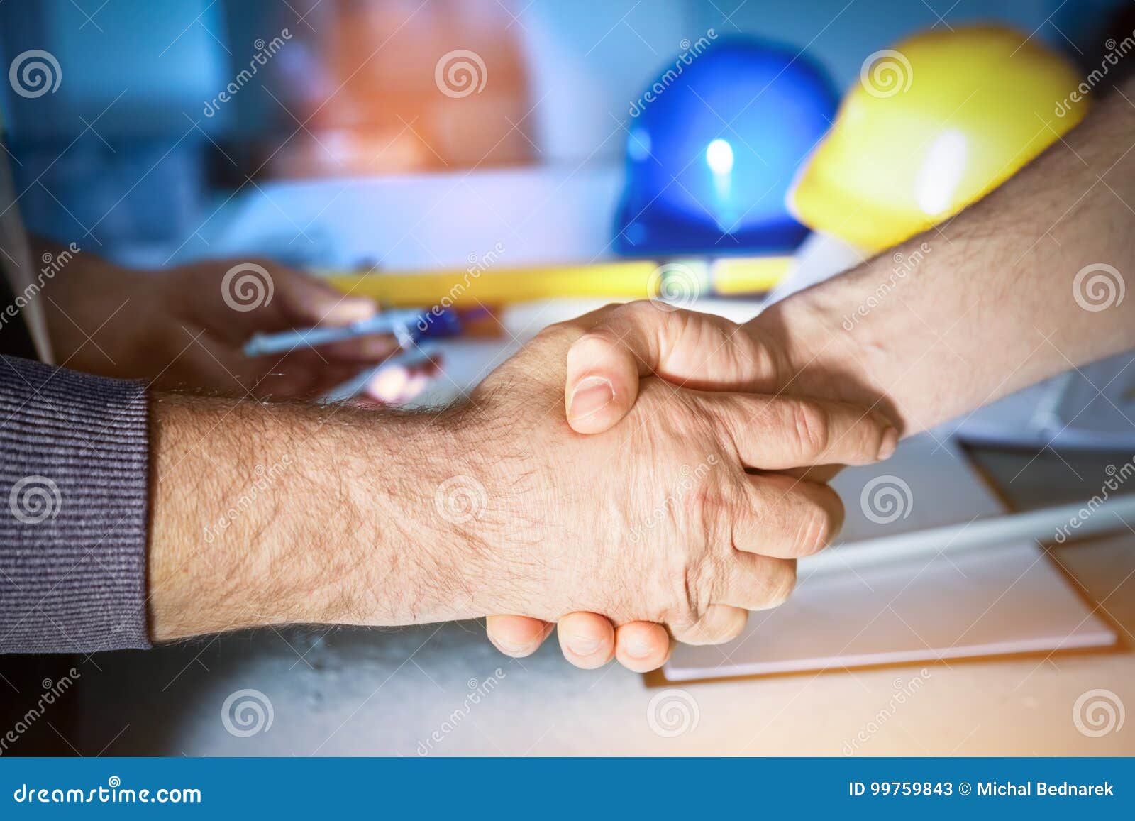 Construction Engineers Handshake. Stock Image - Image of architectural ...