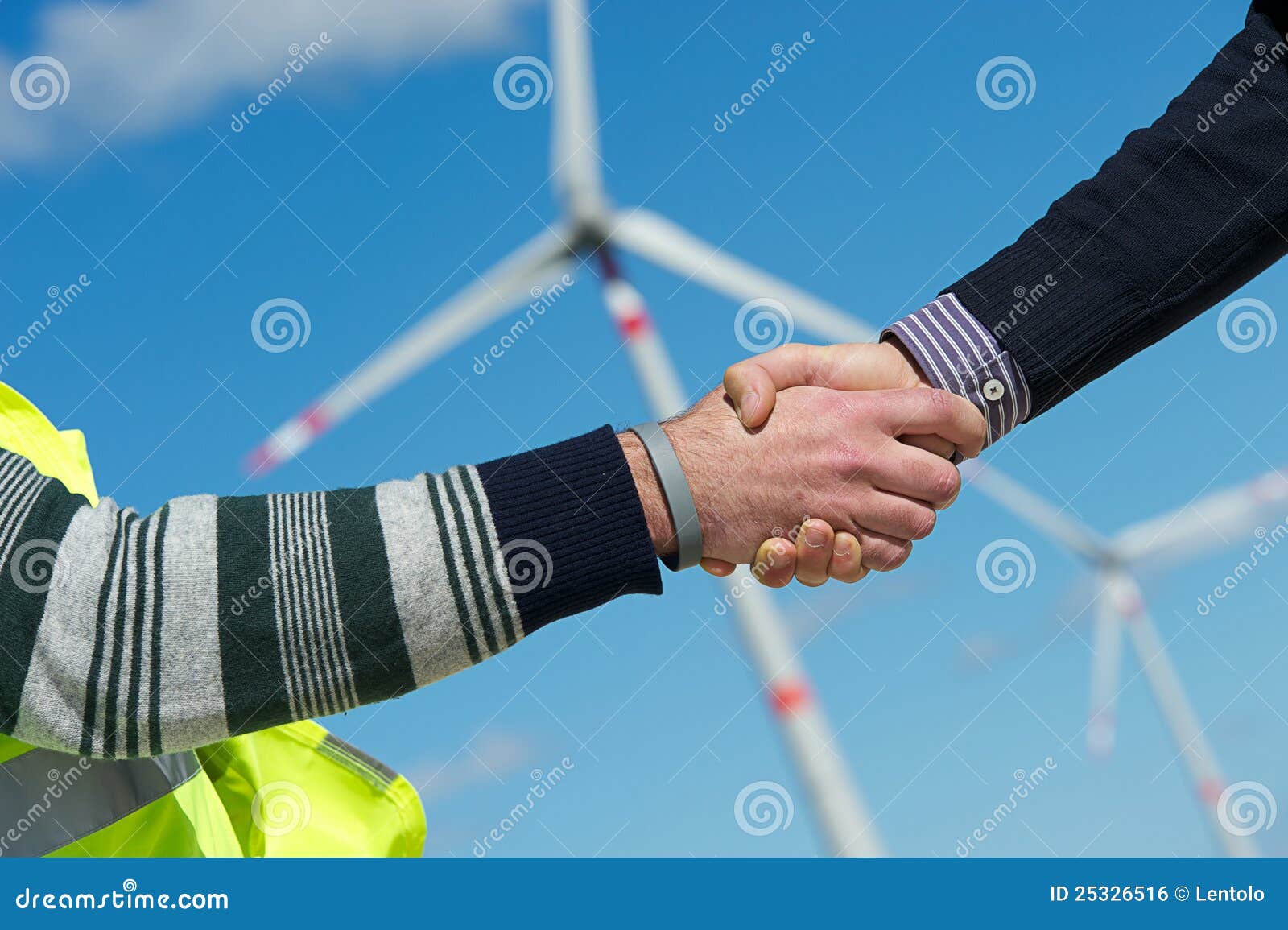 Engineers Handshake, Wind Turbine Power Station Stock Photo - Image of ...