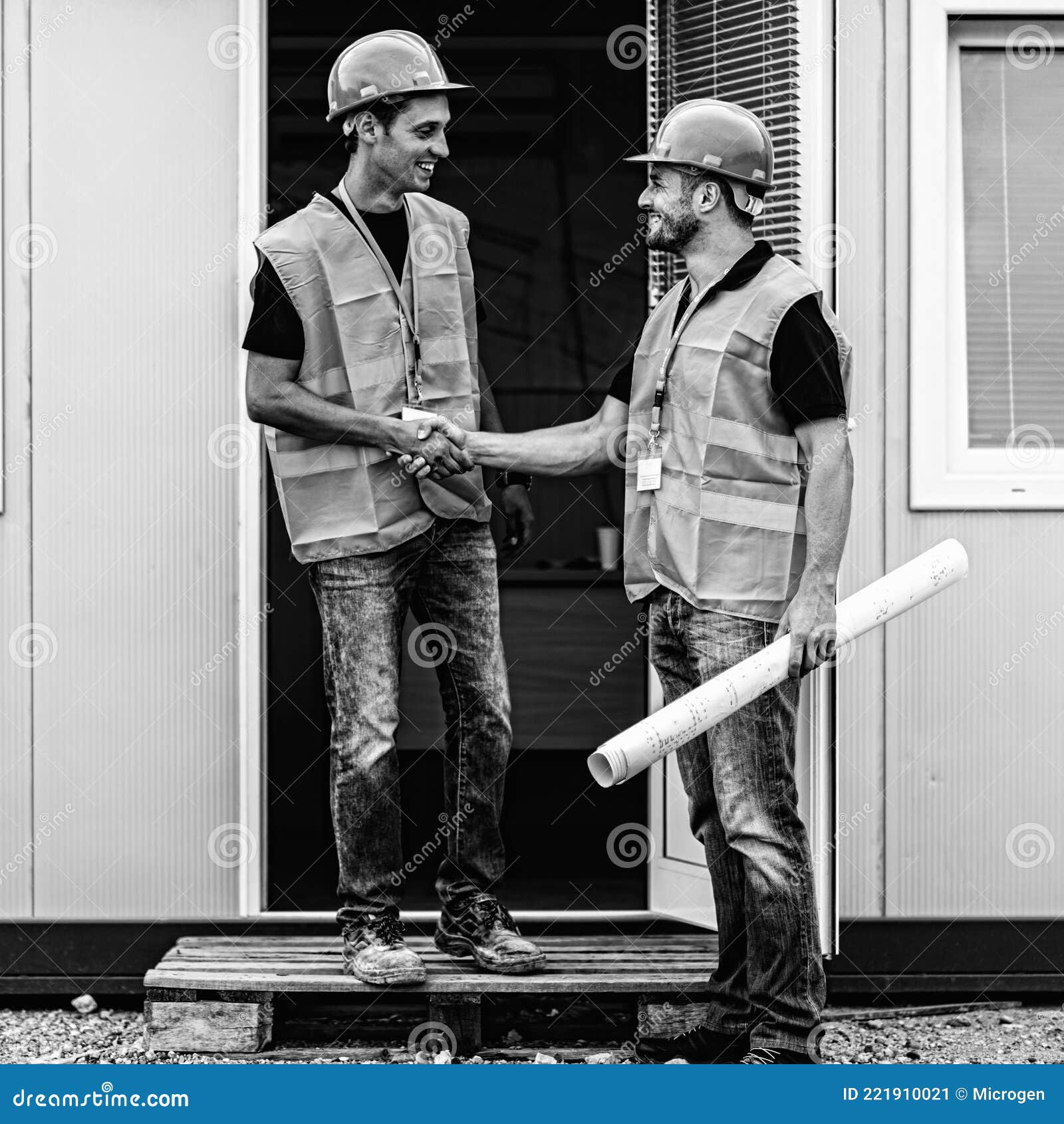 Engineers handshaking stock image. Image of caucasian - 221910021