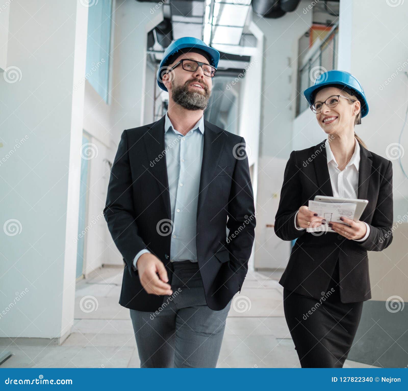 Engineers in Hardhats Have Conversation Stock Photo - Image of ...