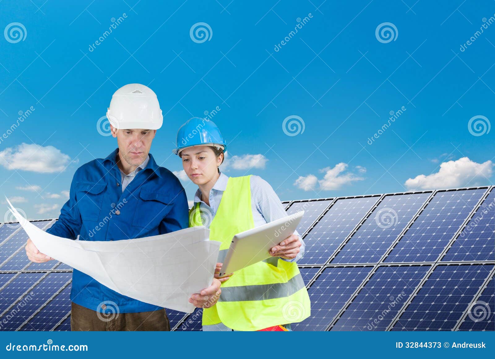 Engineers Installing Solar Panels Stock Image - Image of construction ...