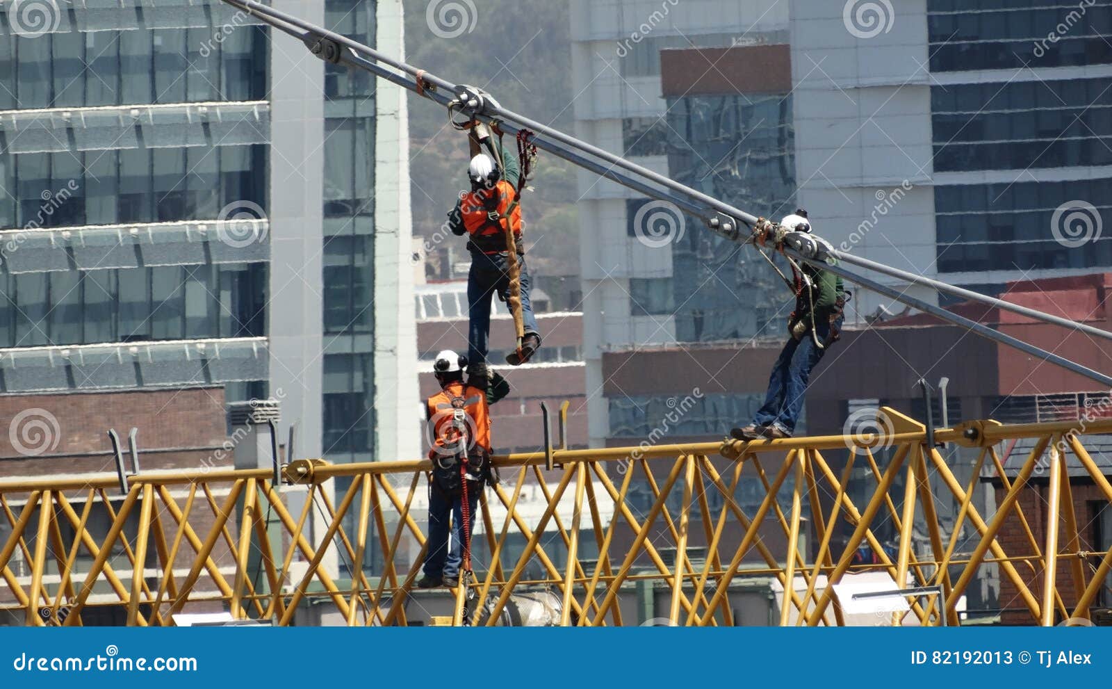 Engineers Installing Tower Crane Chile Stock Image - Image of material ...