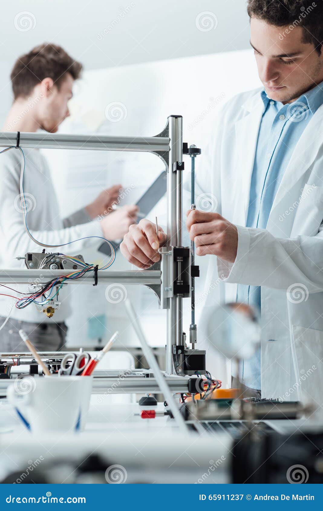 Engineers in the Lab Using a 3D Printer Stock Image - Image of engineer ...