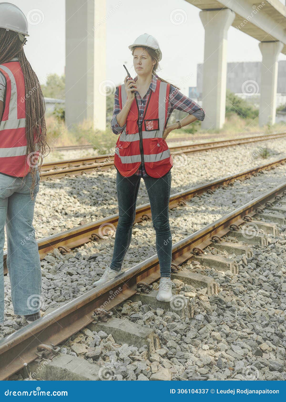 Engineers Maintain Railway Tracks Check the Railway Process Stock Image ...