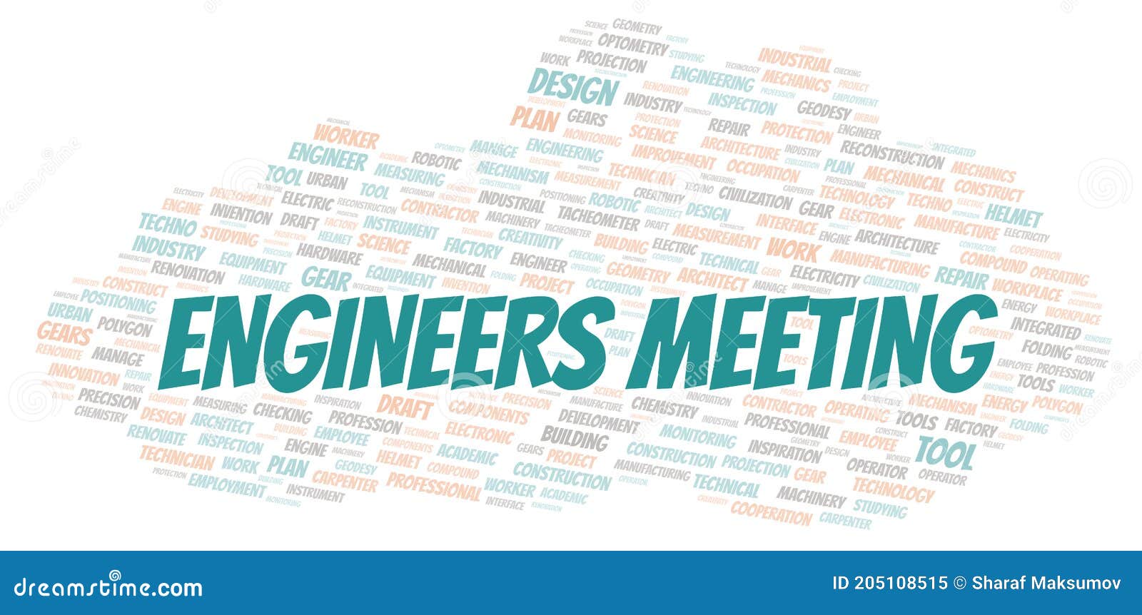 Engineers Meeting Typography Word Cloud Create with the Text only Stock ...