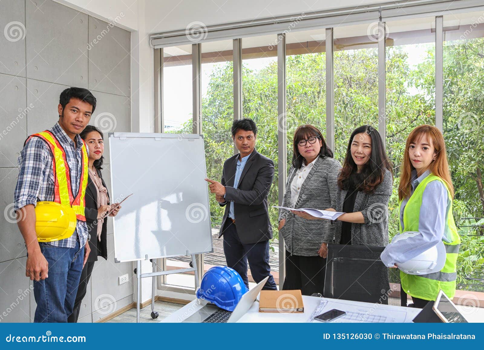Engineers are Meeting on the Whiteboard. Blueprint Interior Design ...