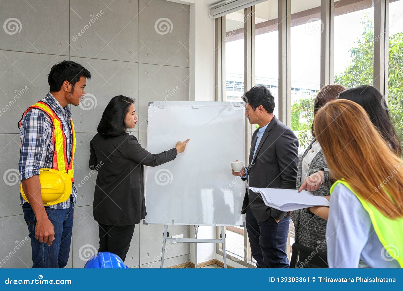 Engineers are Meeting on the Whiteboard. Blueprint Interior Design ...