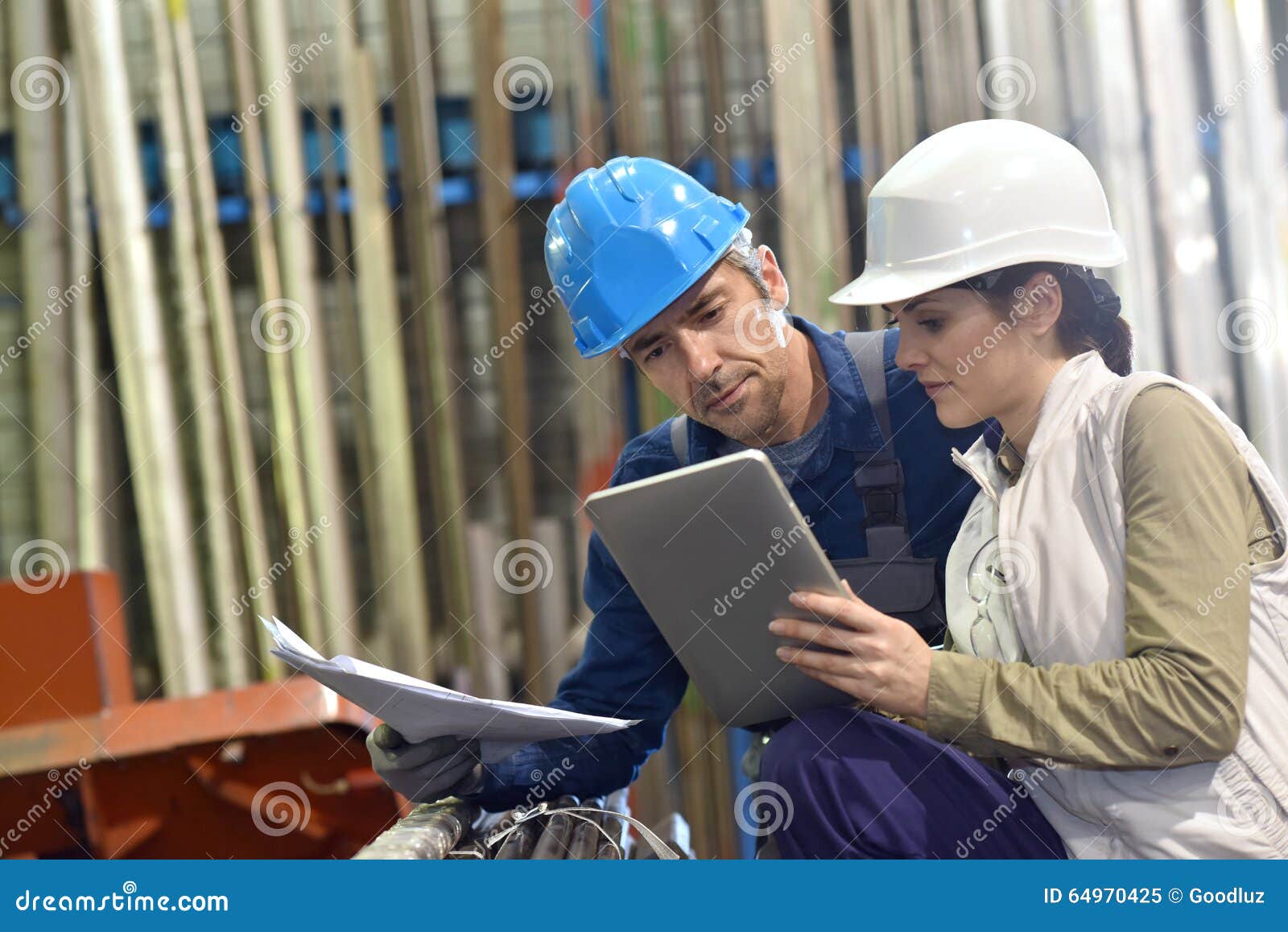 Engineers in Metallurgic Industry Working Stock Image - Image of ...