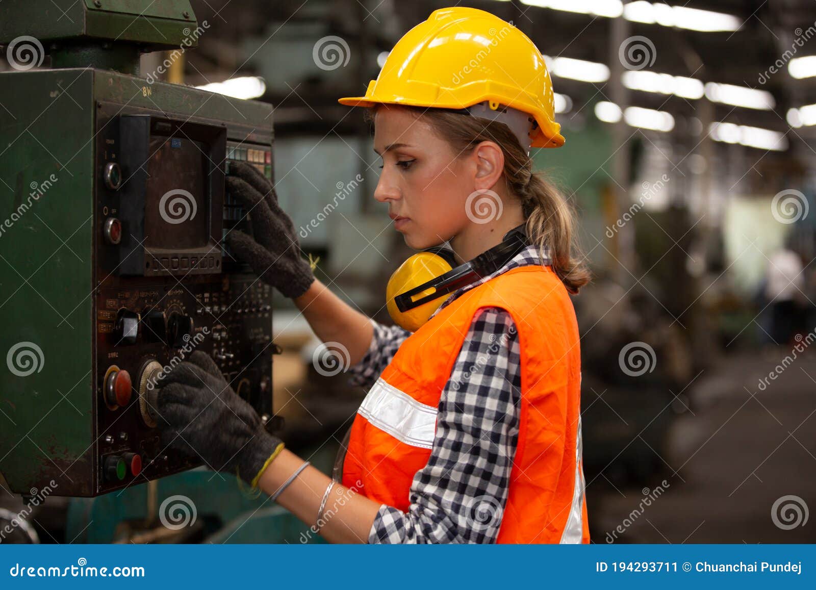 Engineers Operating a Cnc Machine in Factory Stock Image - Image of ...