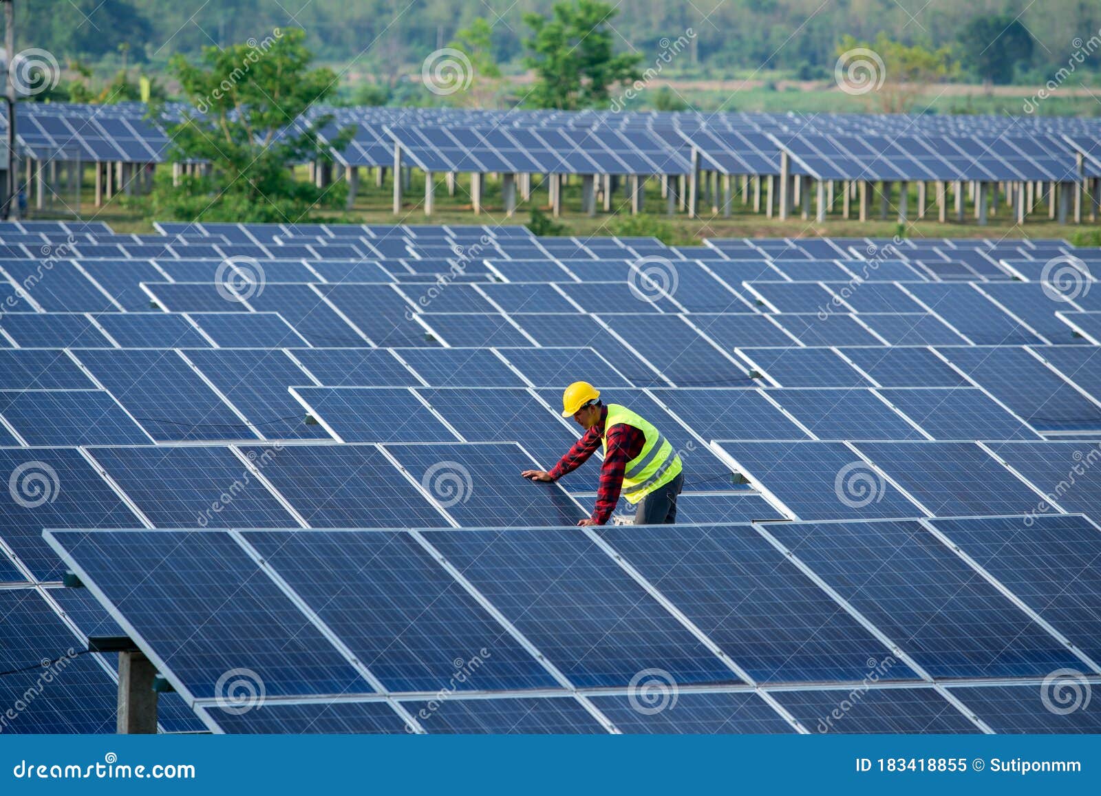 Engineers or Operators are Checking the Solar Panel Stock Image - Image ...