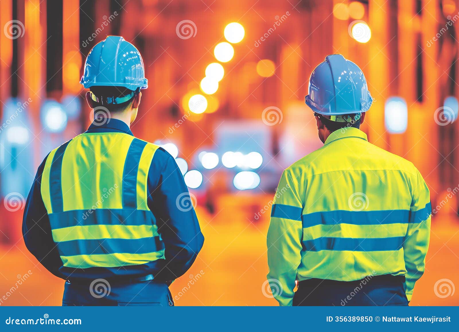 Engineers Overseeing Construction Team at Work in Industrial Setting ...