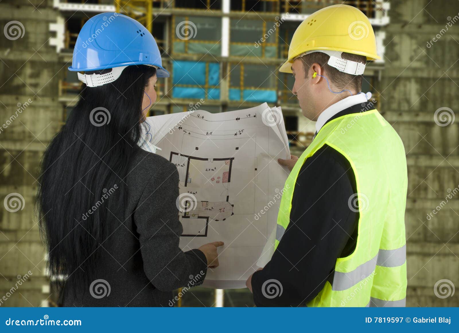 Engineers with Project on Site Stock Image - Image of clothing ...