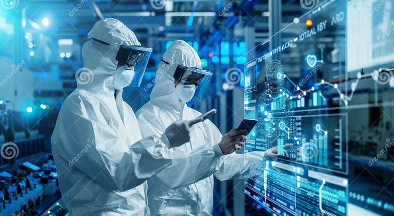 Engineers in Protective Suits Using Advanced Technology in Laboratory ...