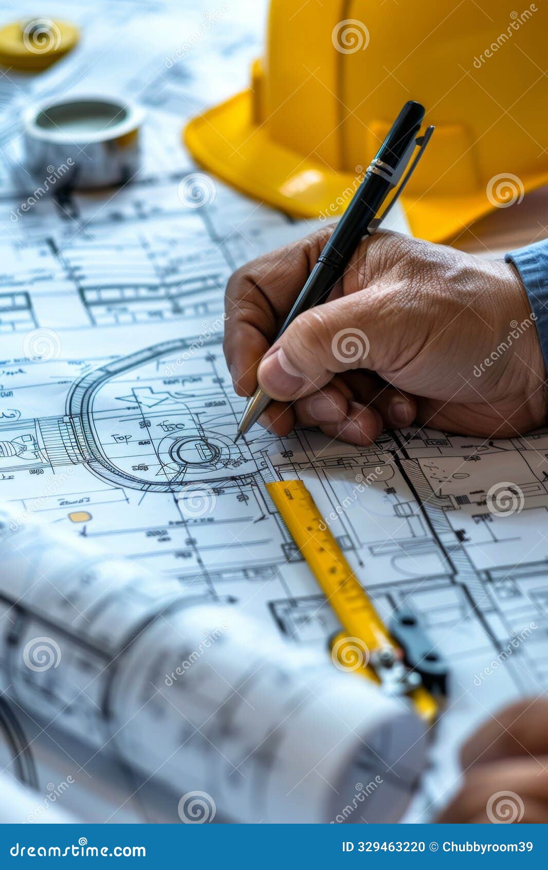 Engineers Reviewing Blueprints for Precise Structural Analysis Stock ...