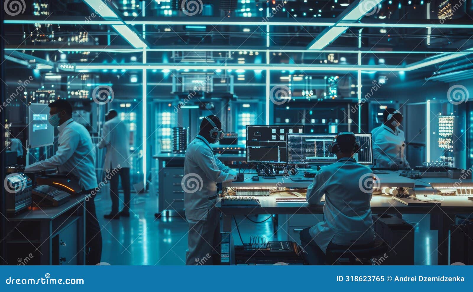 Engineers and Scientists Working on Computers, Designing Robotic PCB ...