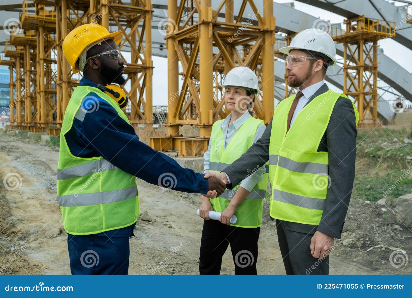 Engineers Shaking Hands during Construction Stock Image - Image of ...