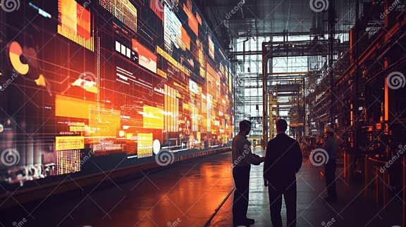 Engineers Shaking Hands in Front of Large Screen Showing Data ...