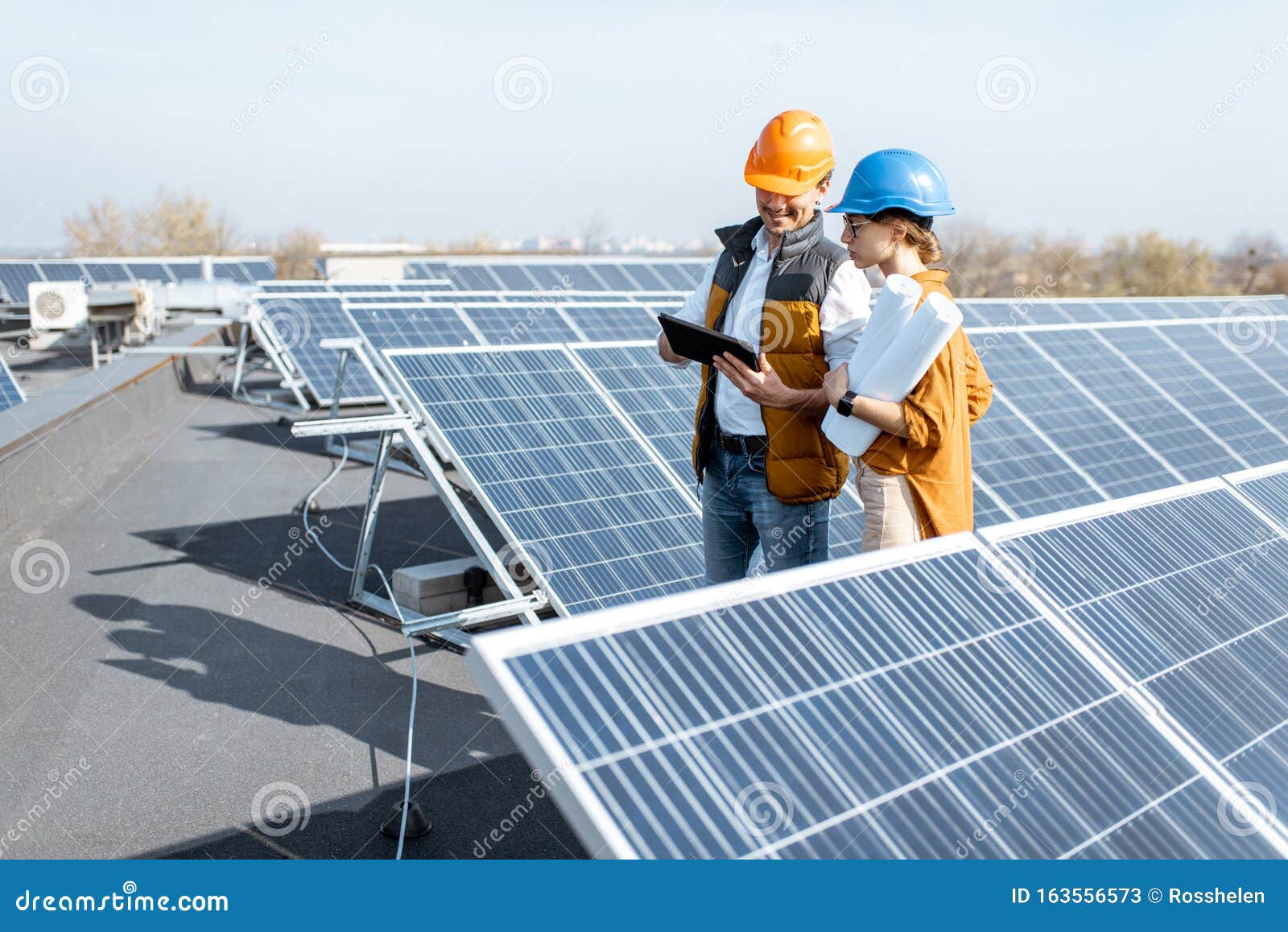 Engineers on a Solar Power Station Stock Image - Image of architects ...