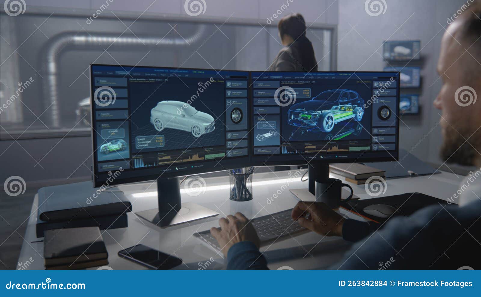 Engineers Testing the Aerodynamic Properties of a Car in a Laboratory ...