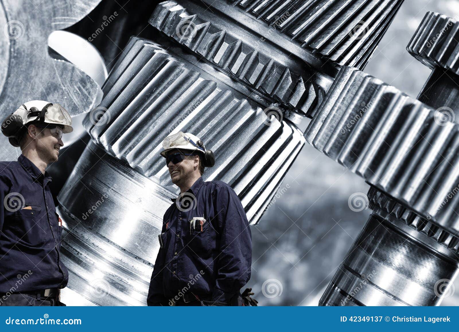 Engineers with Titanium and Steel Gears and Cogs Stock Image - Image of ...