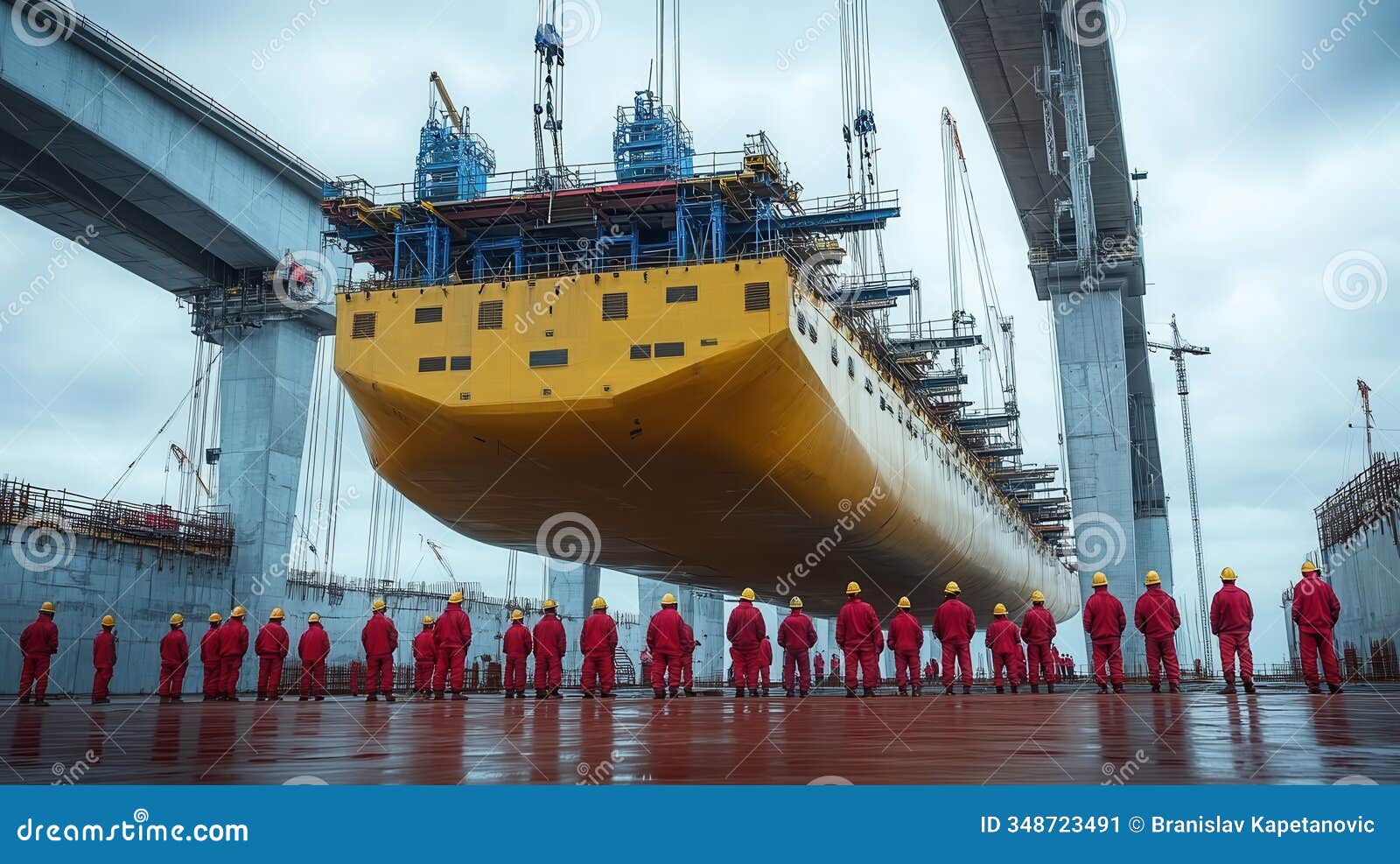 Engineers Watching Launching Girder during Bridge Construction Stock ...