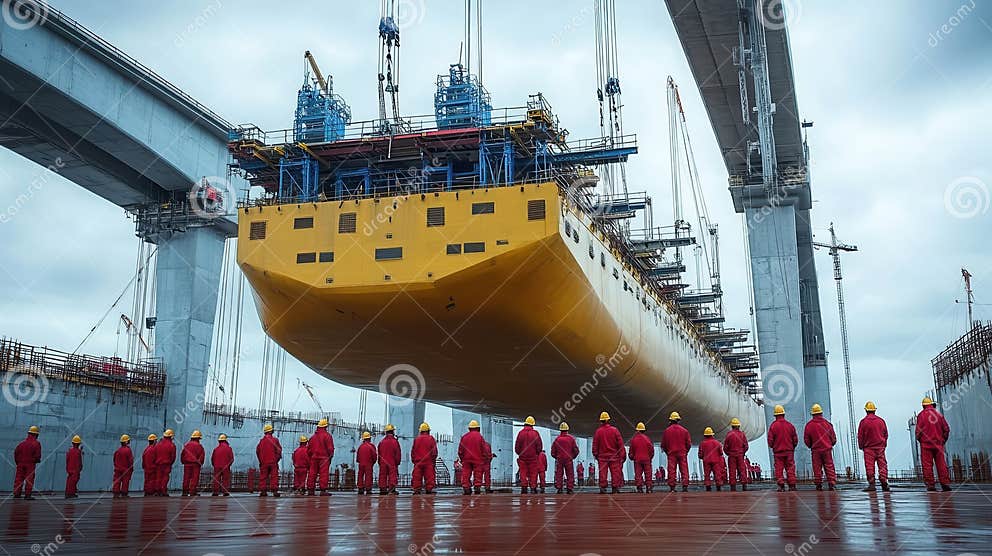 Engineers Watching Launching Girder during Bridge Construction Stock ...