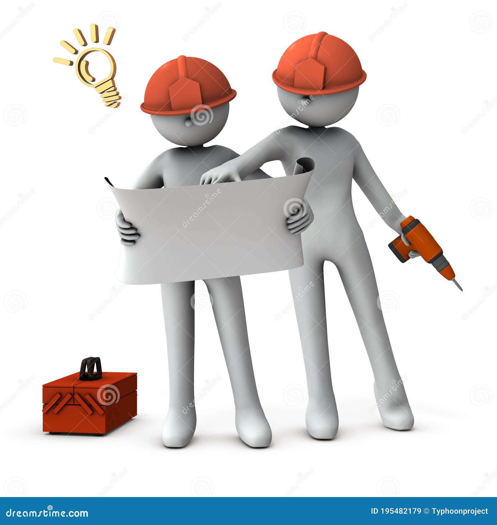 Engineers Who Check Drawings and Solve Problems. Stock Illustration ...