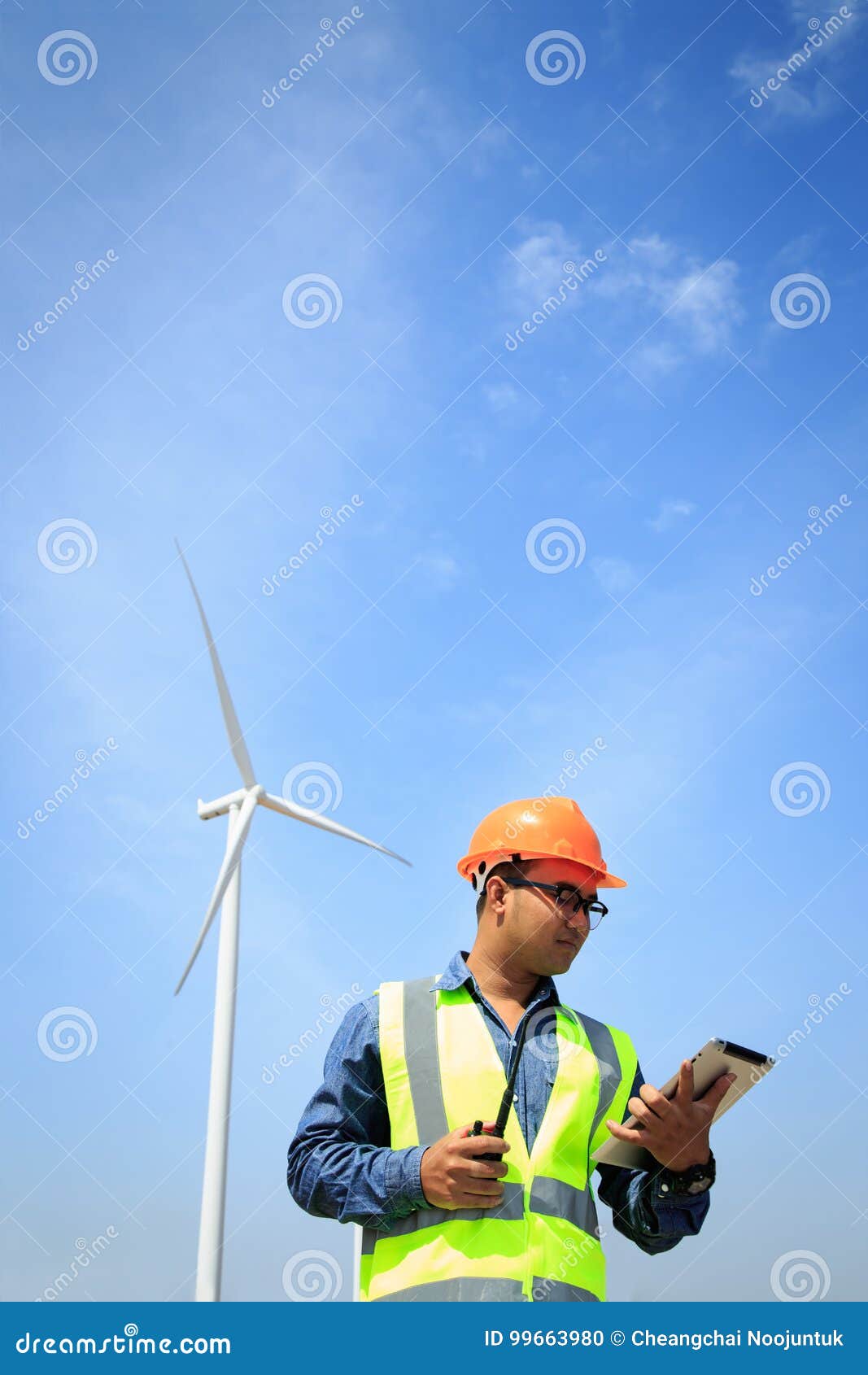 Engineers and Wind Turbines. Stock Photo - Image of blade, power: 99663980