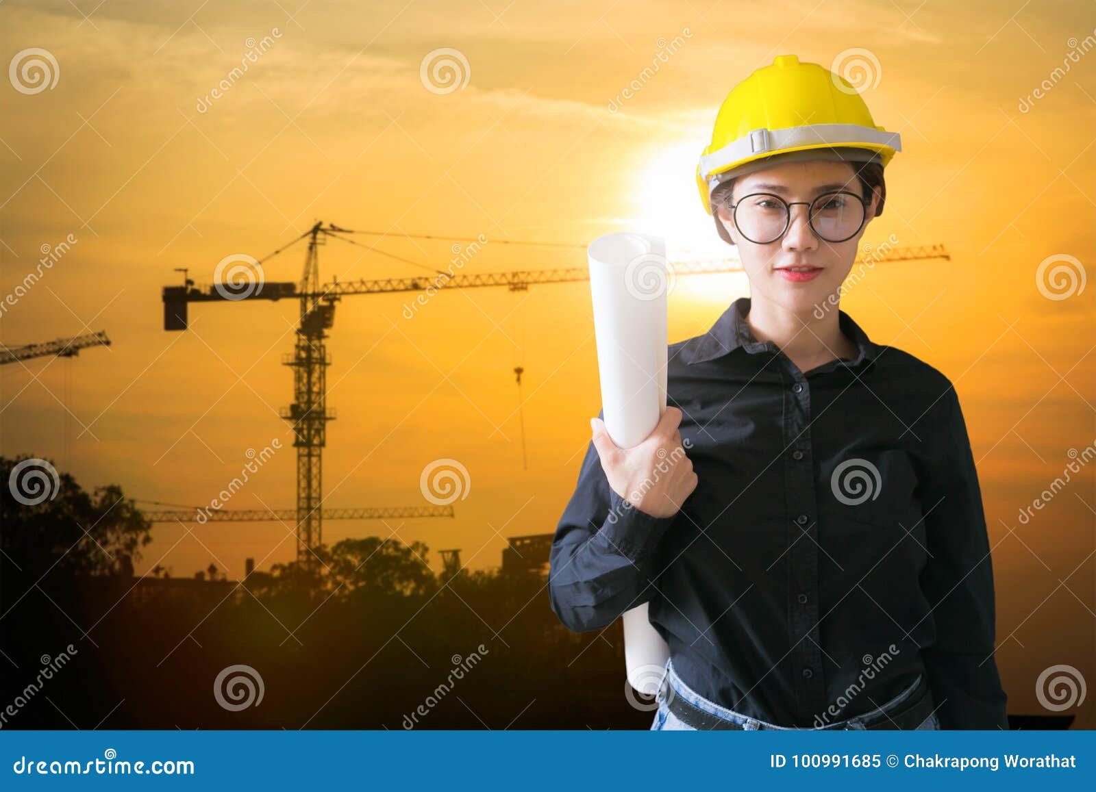 Engineers Woman Checking Condition Robotic Arm. Female Technician ...