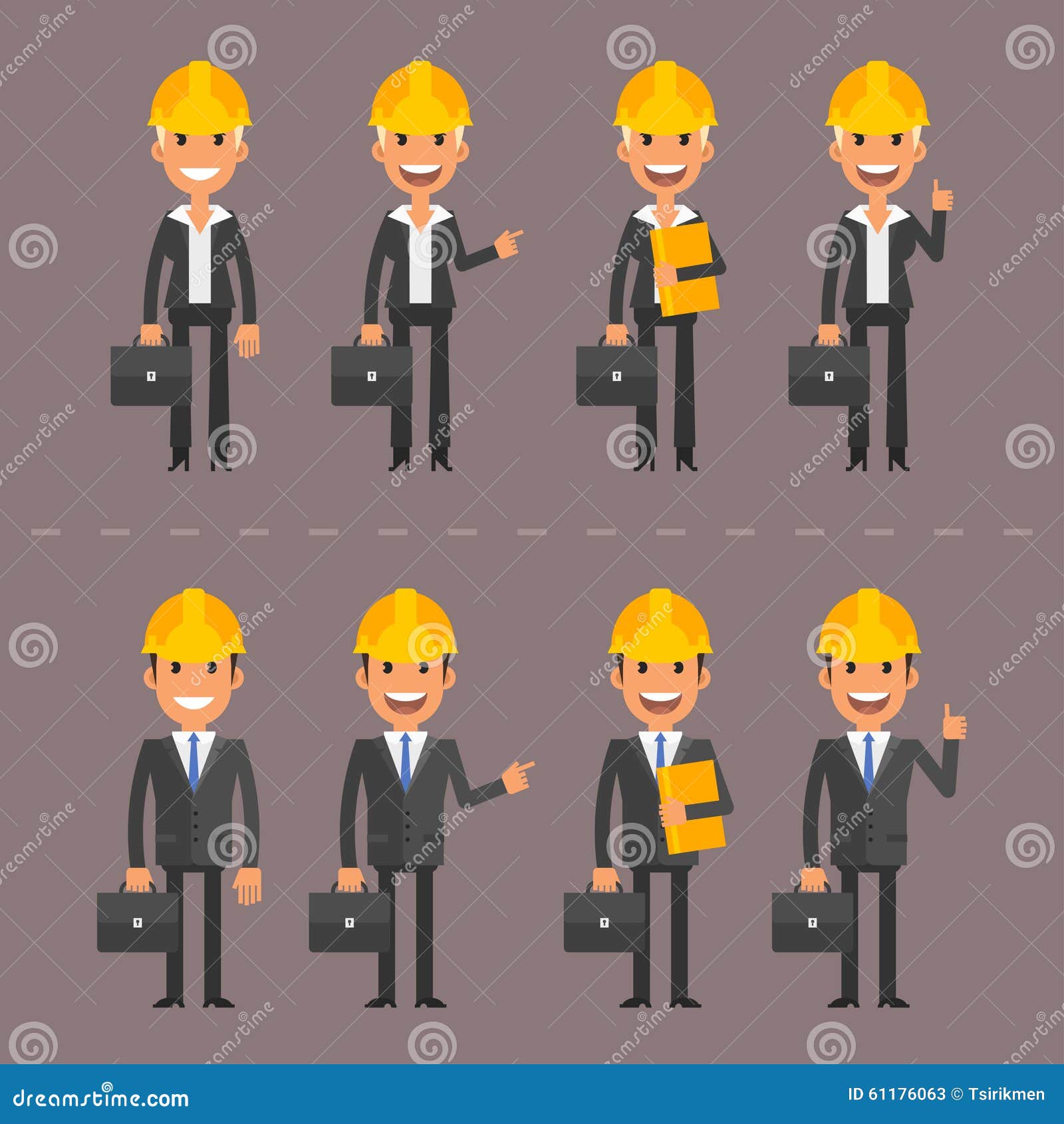 Engineers Woman and Man in Various Poses Stock Vector - Illustration of ...
