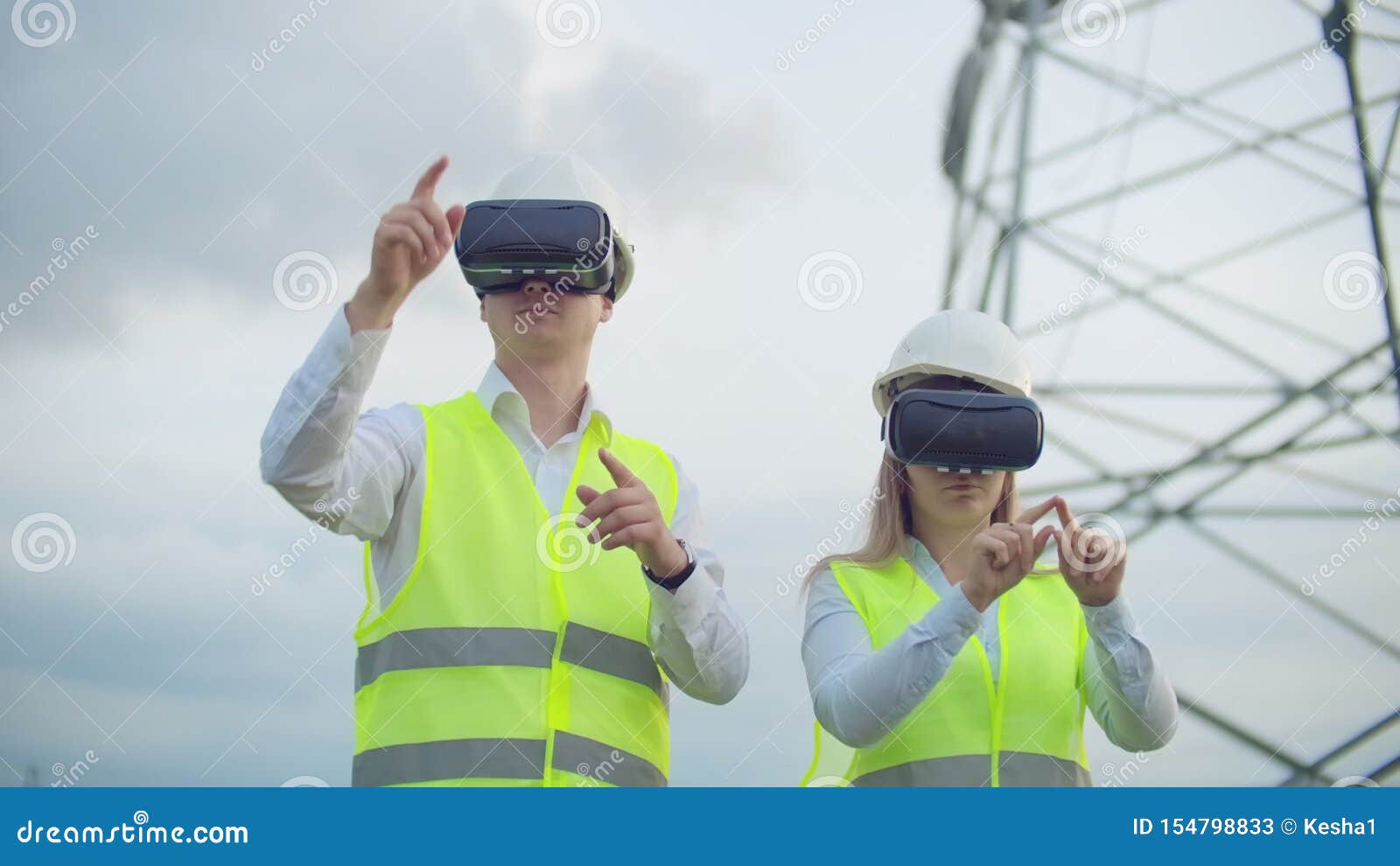 Engineers Work with Augmented Reality Using 3D Virtual Reality Glasses ...