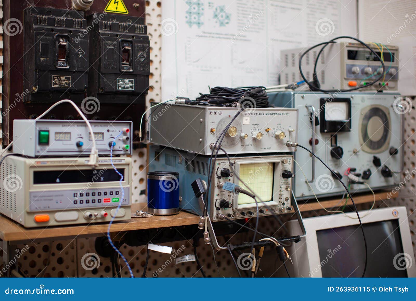 Engineers Work with Electrical Measuring Devices. Stock Image - Image ...
