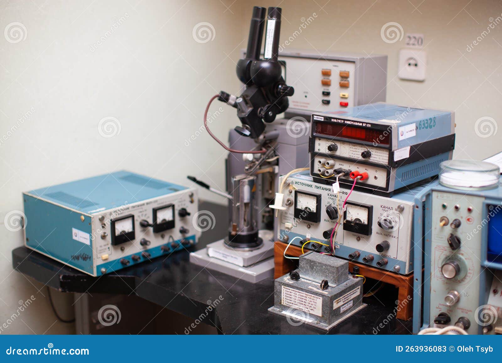 Engineers Work with Electrical Measuring Devices. Stock Image - Image ...