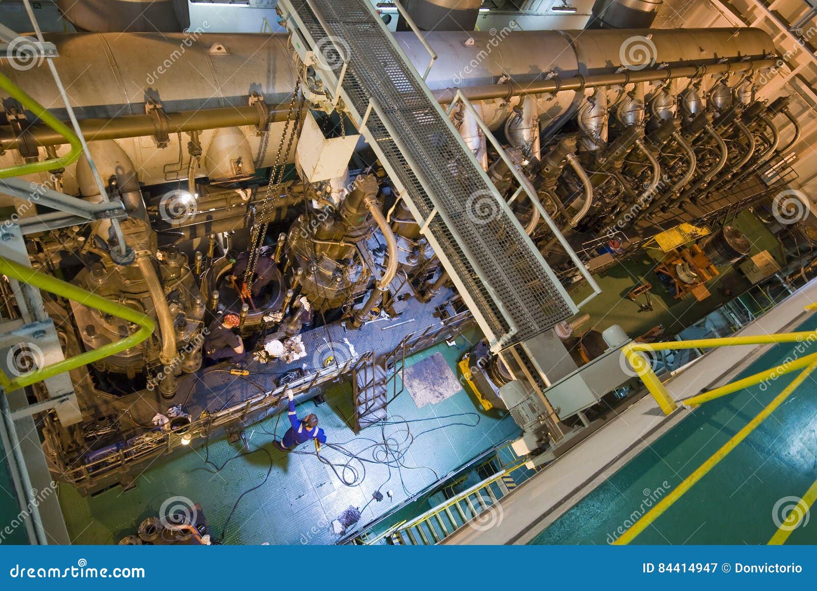 Engineers Work on a Huge Marine Engine Stock Image - Image of adult ...