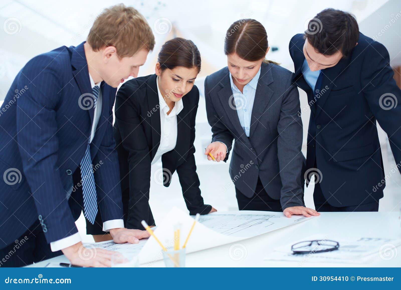 Engineers at work stock photo. Image of blueprint, handsome - 30954410
